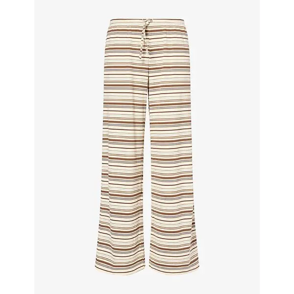THE COUTURE CLUB Striped Wide-leg Jersey Jogging Bottoms