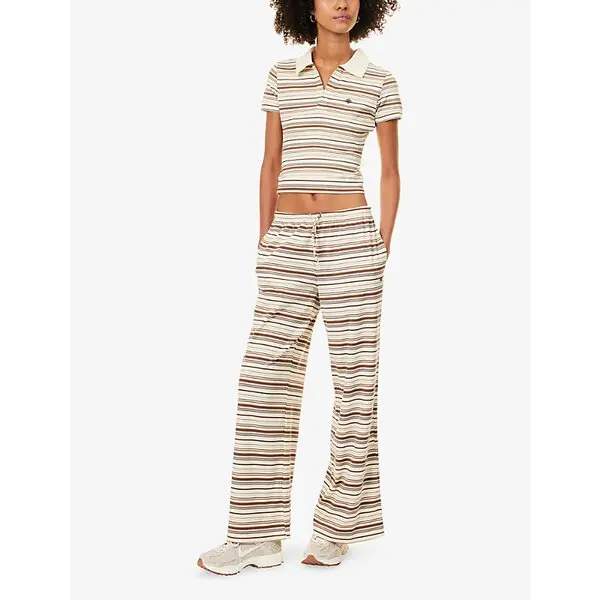 THE COUTURE CLUB Striped Wide-leg Jersey Jogging Bottoms