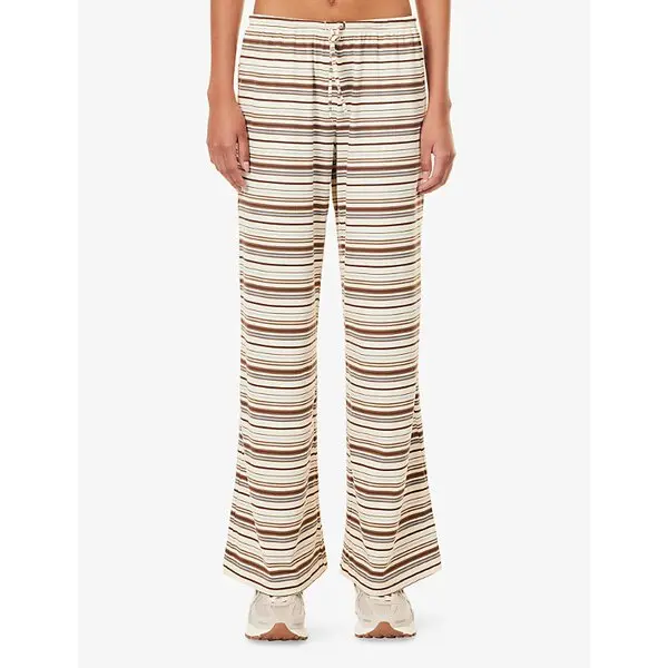 THE COUTURE CLUB Striped Wide-leg Jersey Jogging Bottoms
