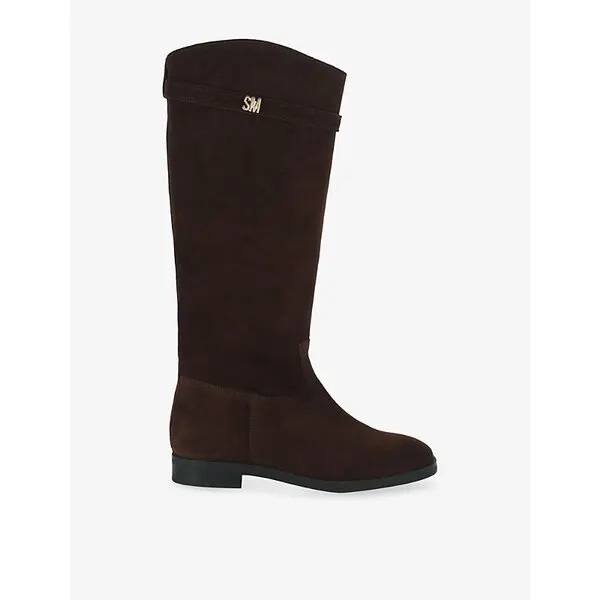 Steve Madden Novi High-leg Flat Suede Boots - Dark Brown