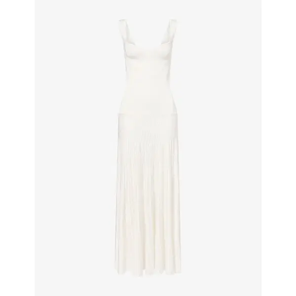 Galvan Aurelia Pleated Knitted Maxi Dress