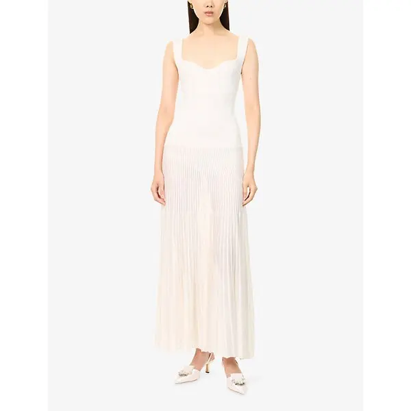 Galvan Aurelia Pleated Knitted Maxi Dress