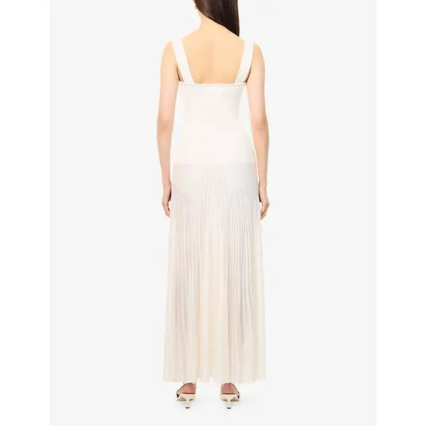 Galvan Aurelia Pleated Knitted Maxi Dress