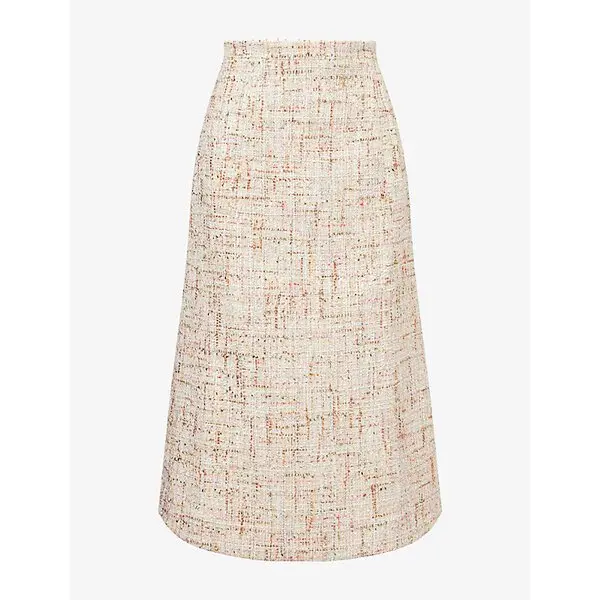 Huishan Zhang Evelina Metallic Tweed Midi Skirt