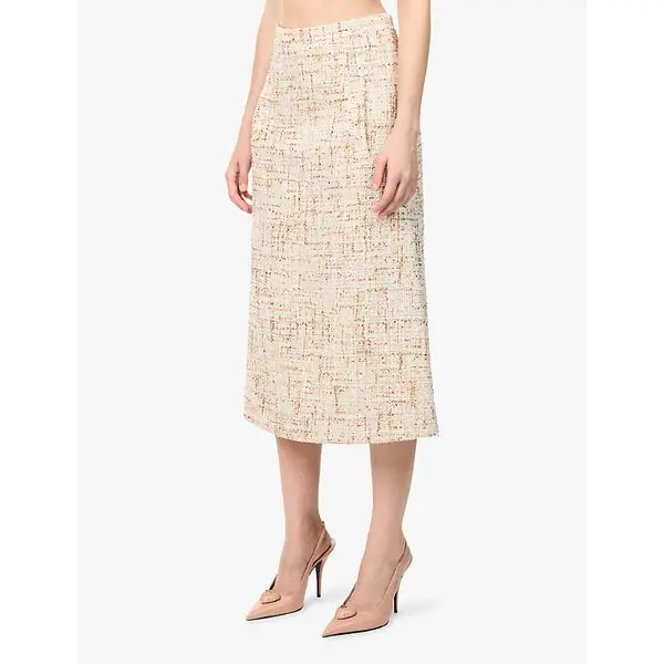 Huishan Zhang Evelina Metallic Tweed Midi Skirt