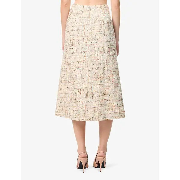 Huishan Zhang Evelina Metallic Tweed Midi Skirt