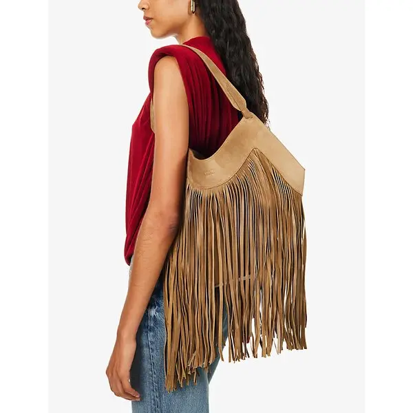 Khaite Lotus Small Fringed Suede Tote Bag