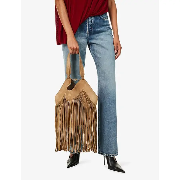 Khaite Lotus Small Fringed Suede Tote Bag