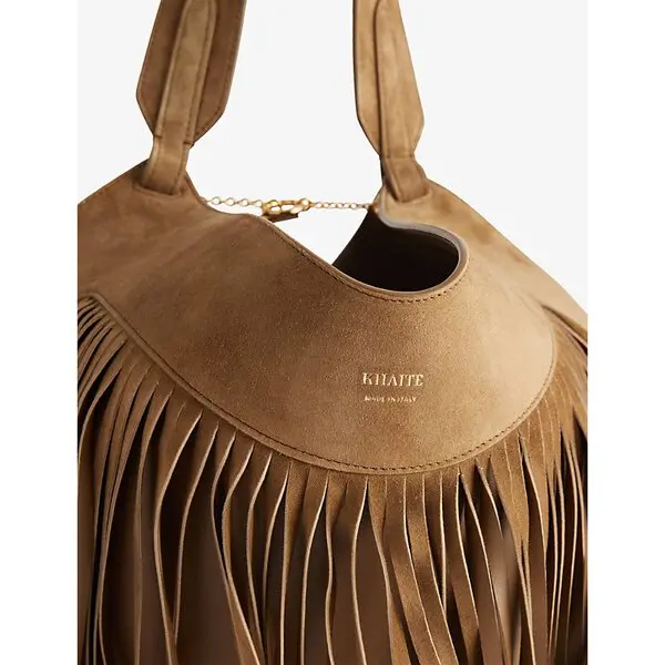 Khaite Lotus Small Fringed Suede Tote Bag