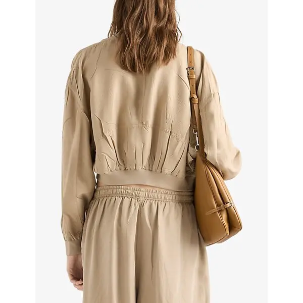 Prada Cropped Woven Bomber Jacket
