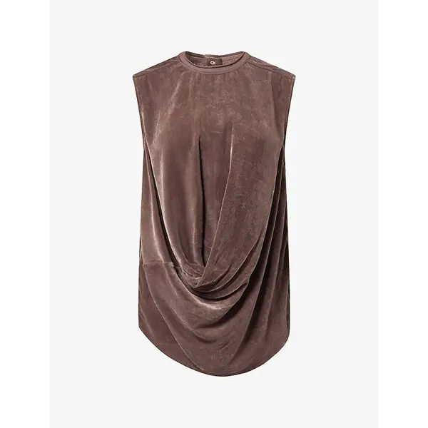 Rick Owens Sleeveless Draped Velvet Top