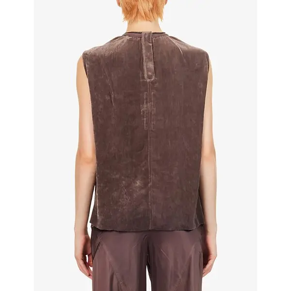 Rick Owens Sleeveless Draped Velvet Top