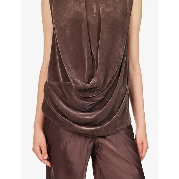 Rick Owens Sleeveless Draped Velvet Top