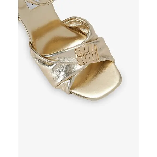 Steve Madden Montage Faux-leather Heeled Sandals With Metallic Finish - Gold