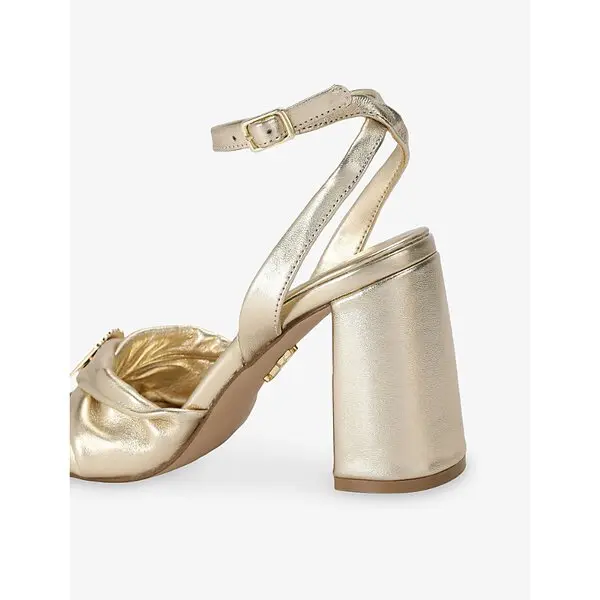 Steve Madden Montage Faux-leather Heeled Sandals With Metallic Finish - Gold