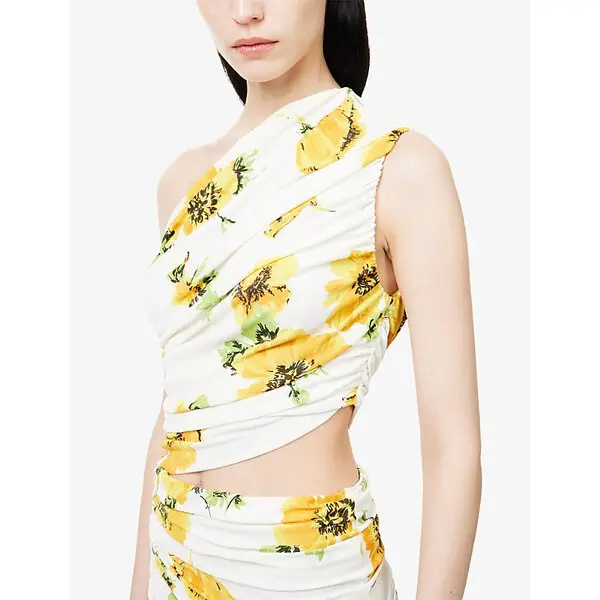 Alaïa Floral-print Ruched Midi Dress