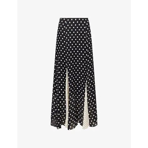 REFORMATION Sally Polka-dot Georgette Maxi Skirt - Dot Mix