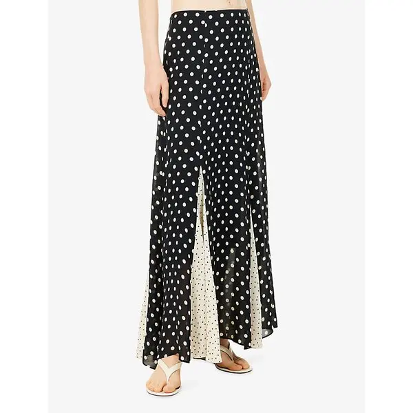 REFORMATION Sally Polka-dot Georgette Maxi Skirt