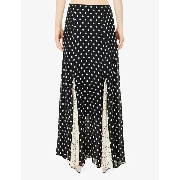 REFORMATION Sally Polka-dot Georgette Maxi Skirt