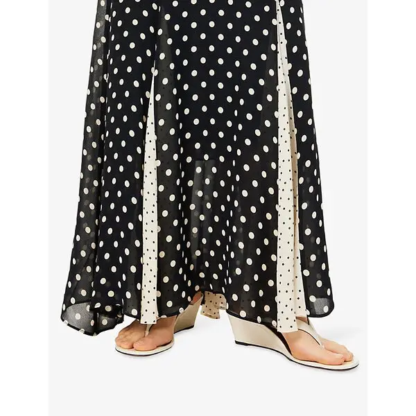 REFORMATION Sally Polka-dot Georgette Maxi Skirt