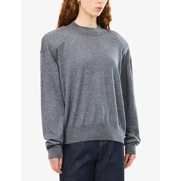 THE FRANKIE SHOP Rue Padded-shoulder Wool-blend Jumper - Dark Grey