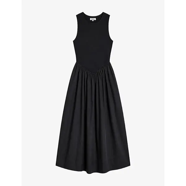 RO&ZO Sleeveless Jersey-bodice Cotton Midi Dress