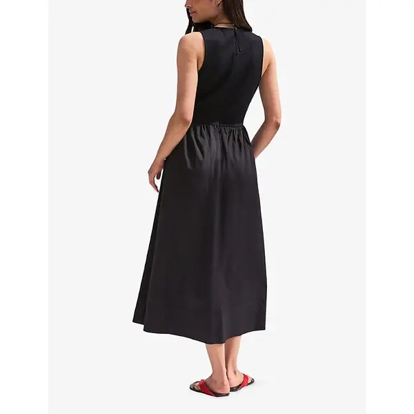 RO&ZO Sleeveless Jersey-bodice Cotton Midi Dress