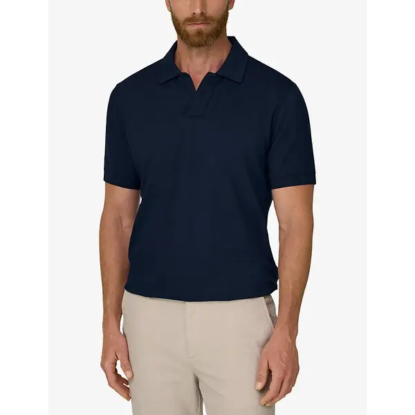 Boggi Milano Jacquard-collar Stretch Cotton-blend Polo