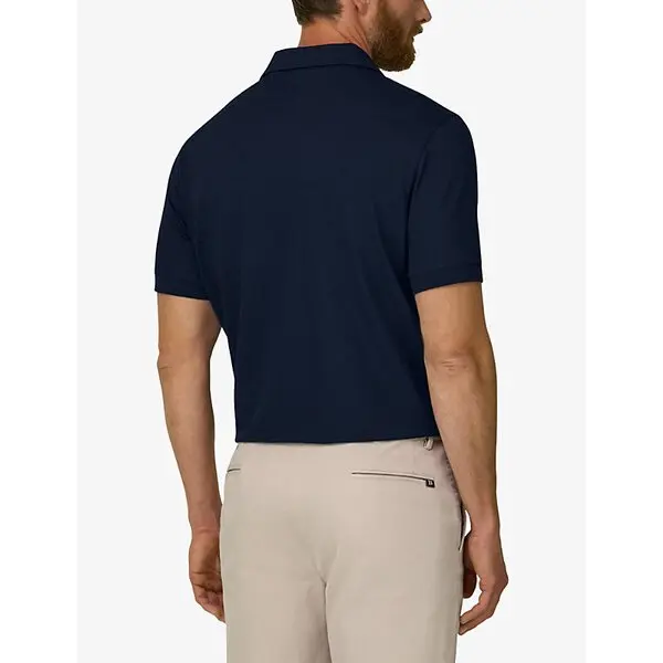 Boggi Milano Jacquard-collar Stretch Cotton-blend Polo