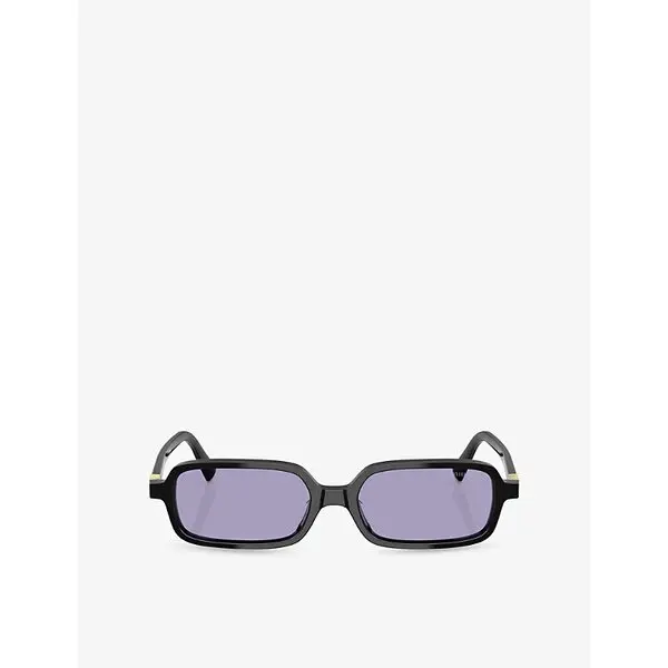 Miu Miu Rectangle Frame Acetate Sunglasses Mu 11zs - Black