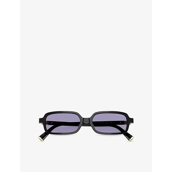 Miu Miu Rectangle Frame Acetate Sunglasses Mu 11zs - Black