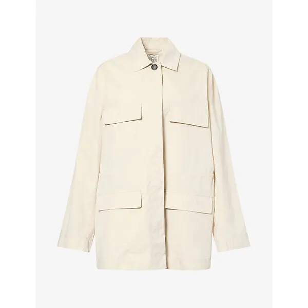 TOTEME Collared Drawstring Cotton-blend Jacket - Oyster