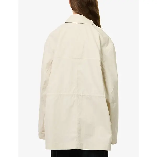 TOTEME Collared Drawstring Cotton-blend Jacket - Oyster
