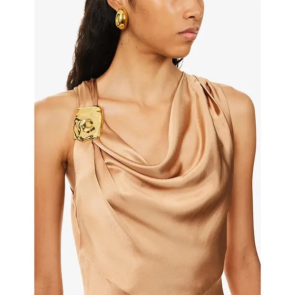 THE DROPPED COLLECTION Cowl Neck Sleeveless Silk Midi Dress