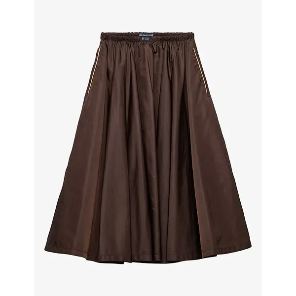Prada Gathered Re-nylon Midi Skirt