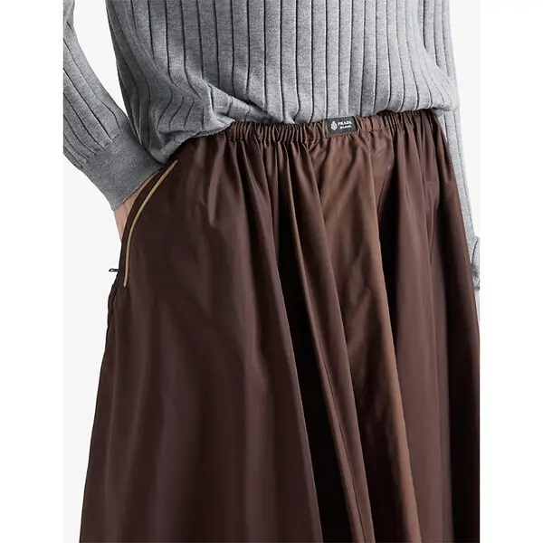 Prada Gathered Re-nylon Midi Skirt
