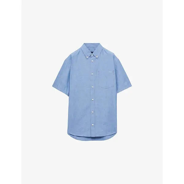 Prada Short-sleeve Chambray Cotton-linen Shirt