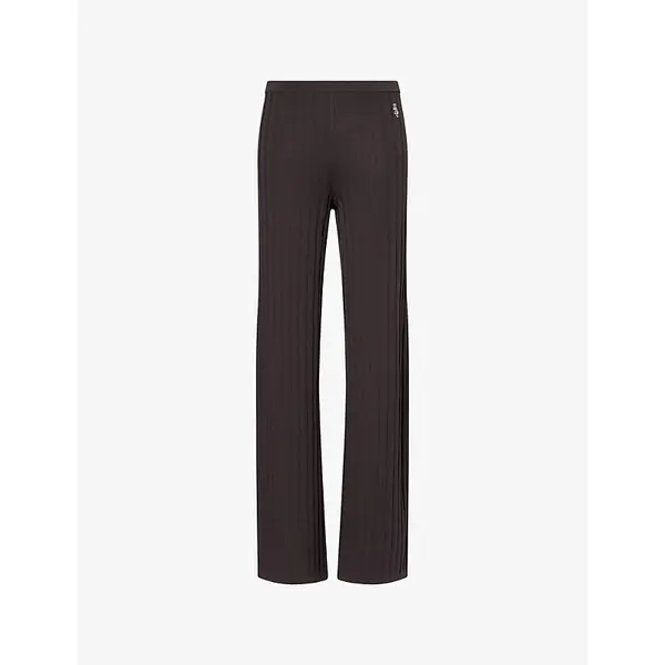 SPORTY & RICH Embroidered Ribbed Knitted Trousers
