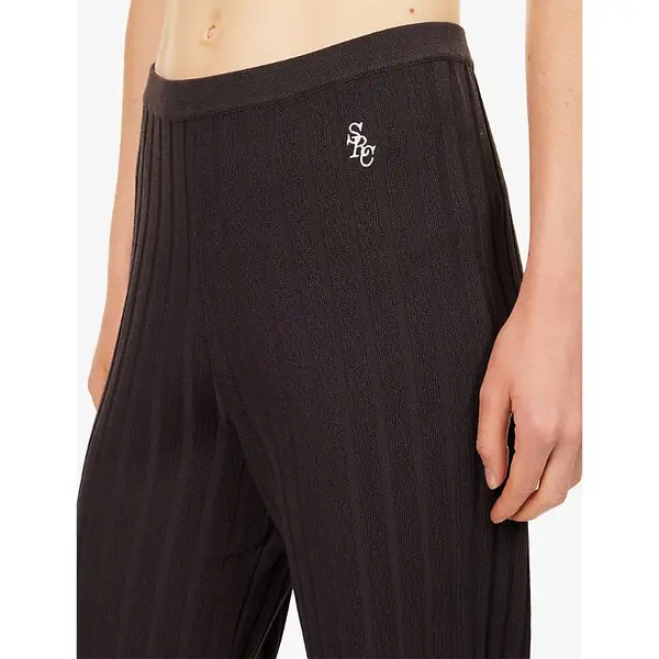 SPORTY & RICH Embroidered Ribbed Knitted Trousers