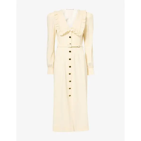 Alessandra Rich Floral-print Silk Midi Dress - Vanilla