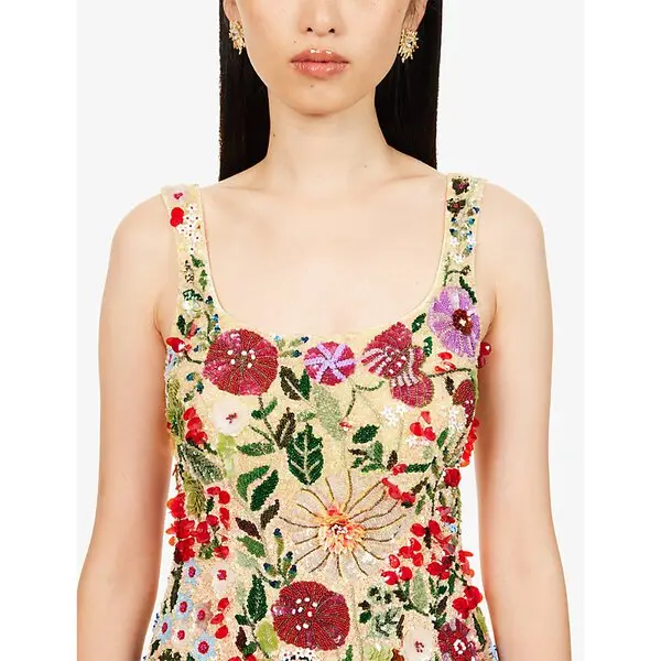 LA FUORI Botanical Symphony Sequinned Mini Dress