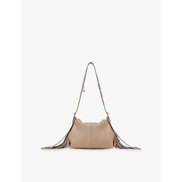 Maje Mini M Mini Grained-leather Bag - Mole