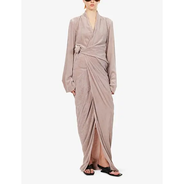 Rick Owens Wrap-over Draped Velvet Gown