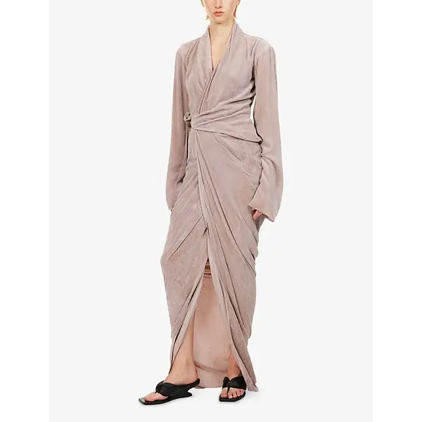 Rick Owens Wrap-over Draped Velvet Gown