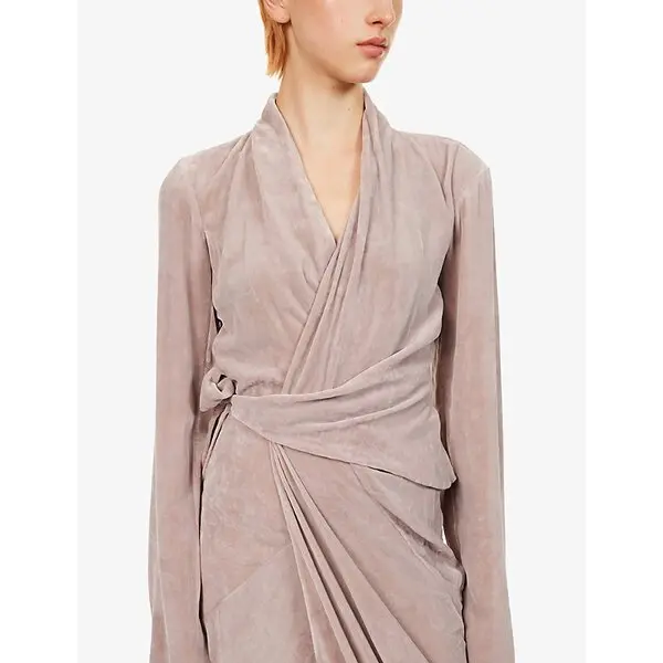 Rick Owens Wrap-over Draped Velvet Gown