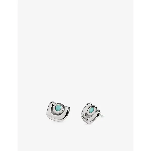 Monica Vinader Amaia Sterling And Amazonite Stud Earrings - Silver