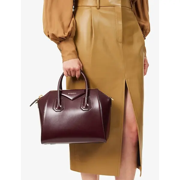 Givenchy Antigona Small Leather Top Handle Bag - Burgundy