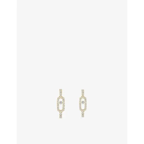 Messika Move Uno Pave Single Earring In 18ct Gold And Diamonds - Yellow