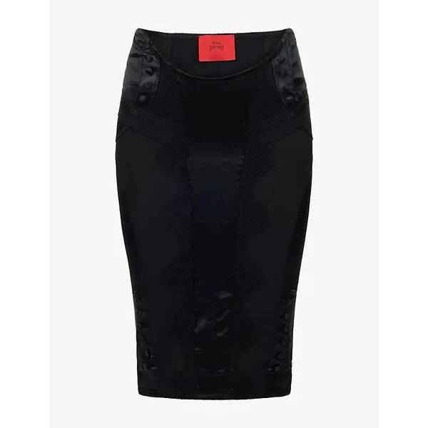 DILARA FINDIKOGLU Behind The Window" Stretch-satin And Mesh Knee-length Skirt
