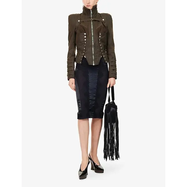 DILARA FINDIKOGLU Behind The Window" Stretch-satin And Mesh Knee-length Skirt